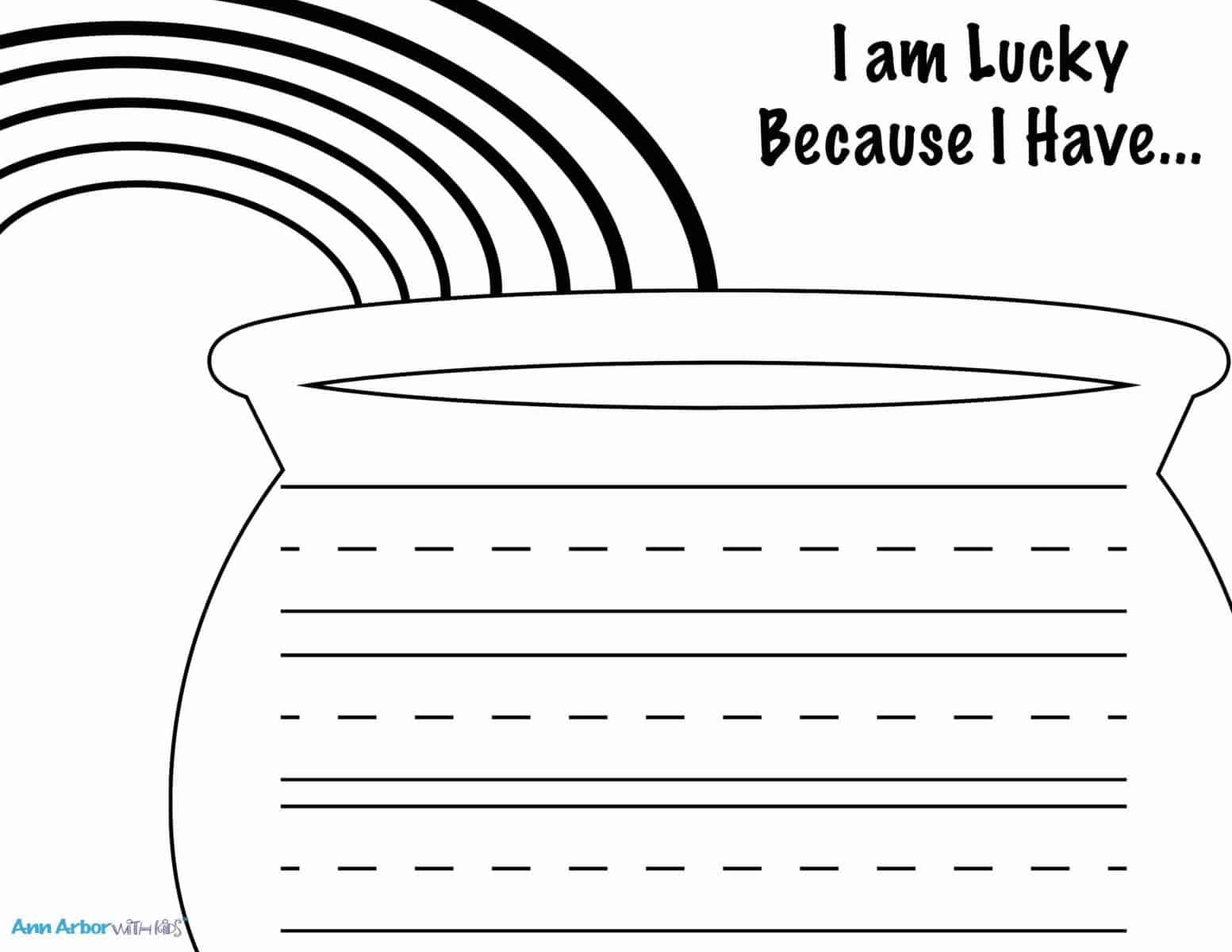 St Patricks Day Writing Prompt: "I Am Lucky" FREE Printable